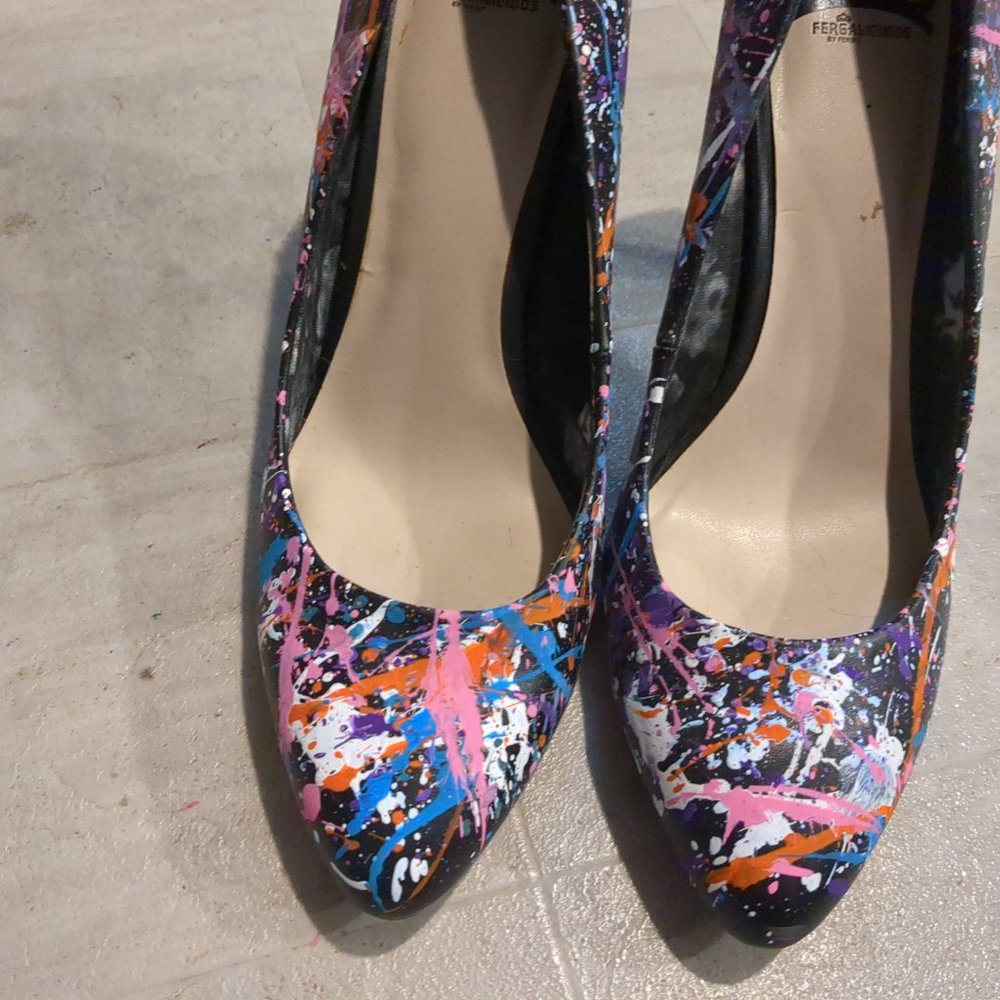Hand Painted Paint Splatter Heels - Gem